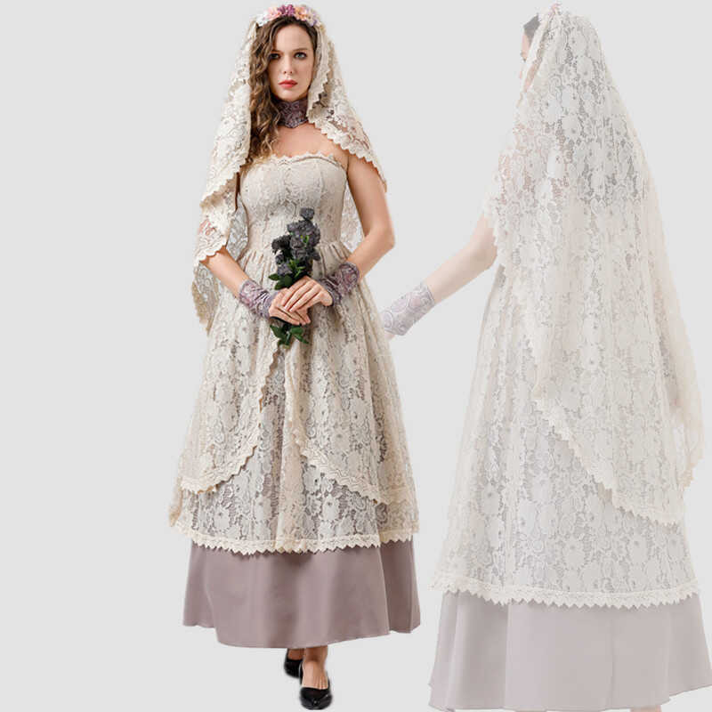 Halloween costume, veil, ghost bride, lace skirt, cosplay, evil witch ...