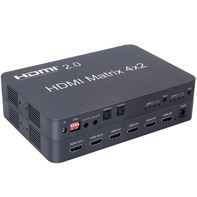 4k60hz 4x2 HDMI Matrix Screen Switch Splitter Support Audio Extractor ...