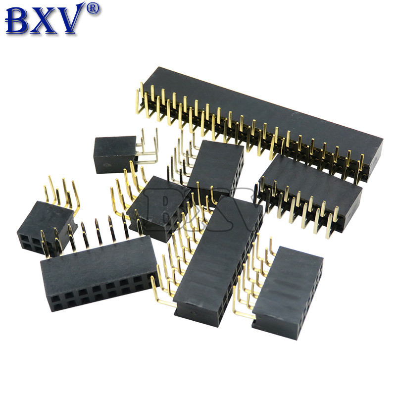 2.54MM R/A Double Row Female 2~40P PCB Board Right Angle Pin Header ...
