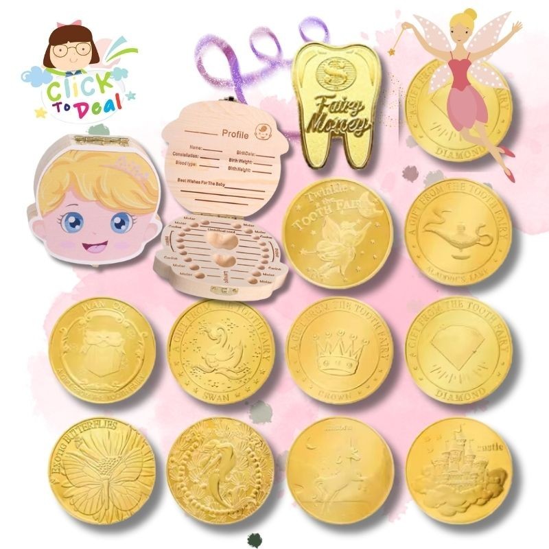 CTD Tooth Fairy Coin Tooth Box Set Children Lucky Commemorative Coins ...