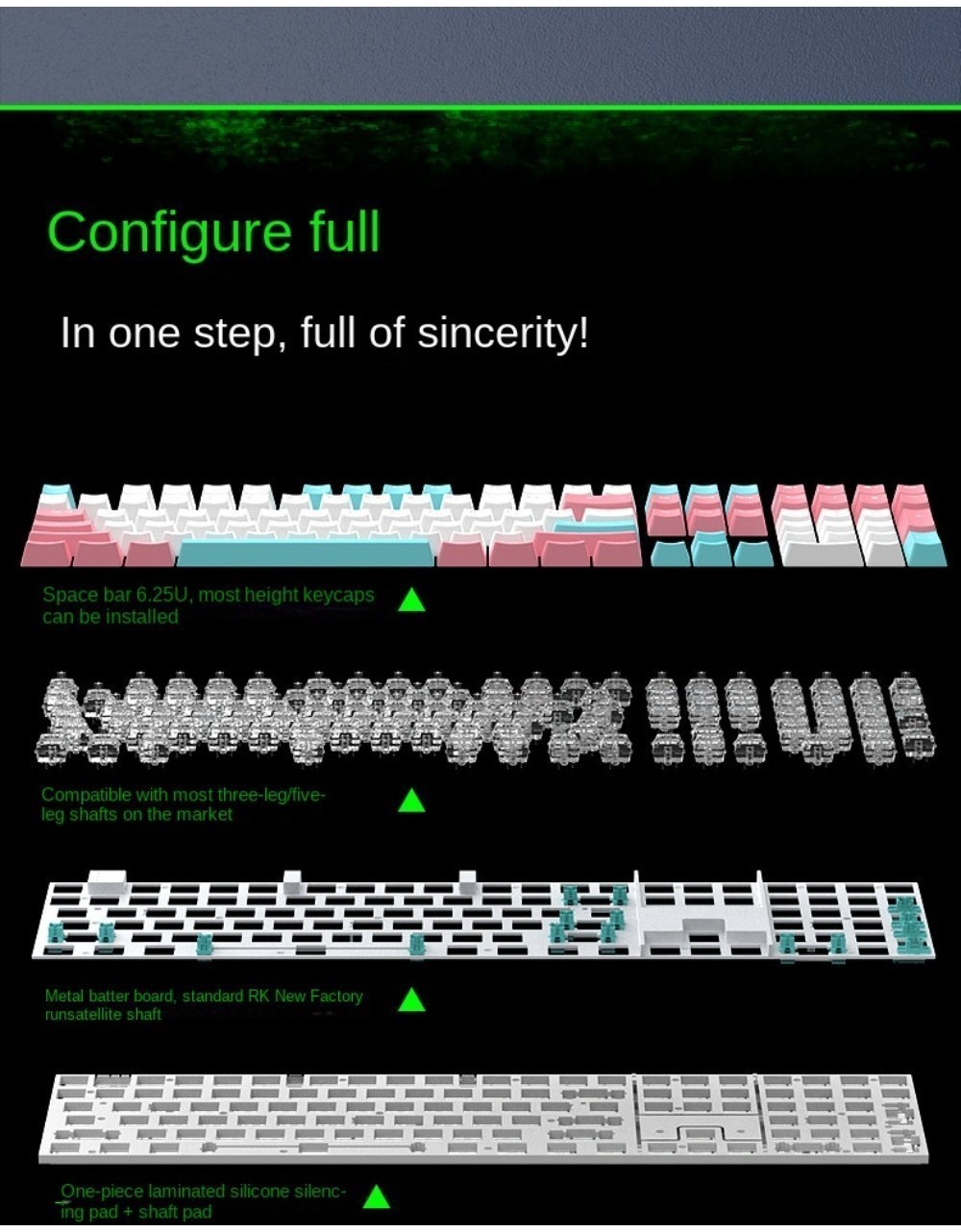 Royal Kludge RK108 Keyboard Mechanical 100% Layout RGB Bluetooth 3-mode ...