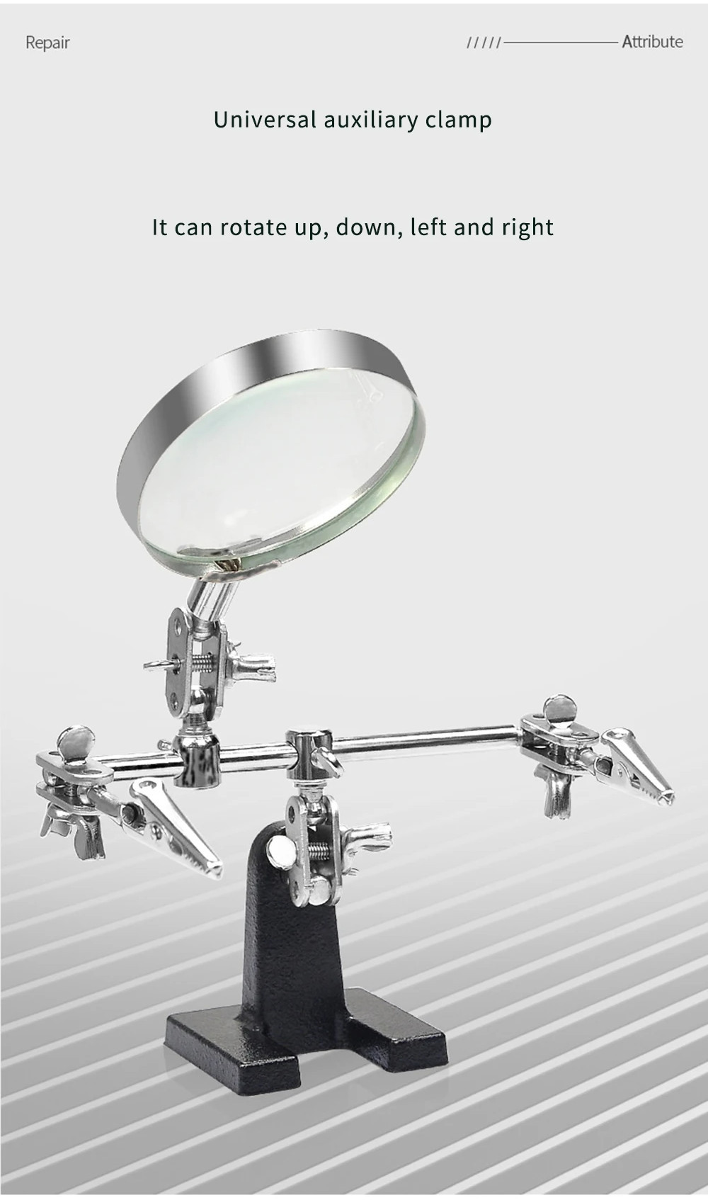 Welding Magnifying Glass Clamp 2 LED Auxiliary Clip Magnifier Hand ...