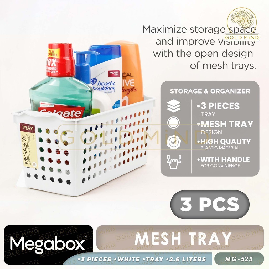 Megabox Mesh Tray 2.6 Liters Pack Of 3 Mg 523 | Shopee Philippines