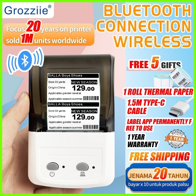 Handheld mini thermal printers portable price tag and QR codes small ...