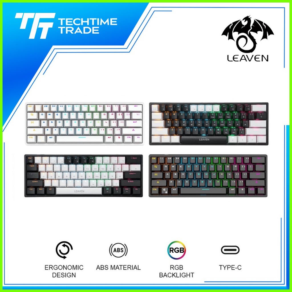 Leaven K620 Mechanical Keyboard 61 Keys Hot-swappable RGB Backlit ...