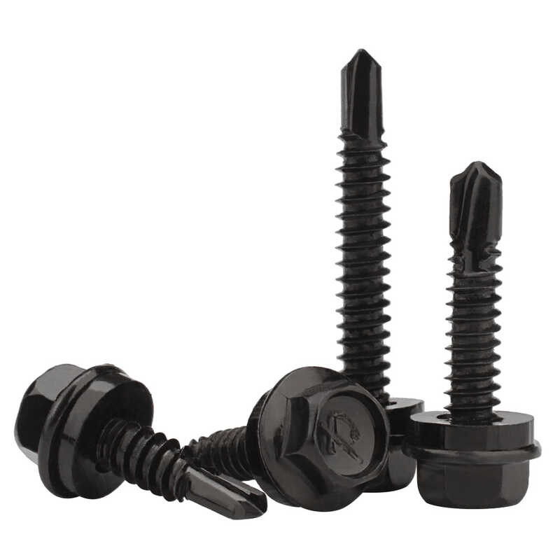 Black hexagonal drill tail dovetail screw, color steel tile, iron sheet ...