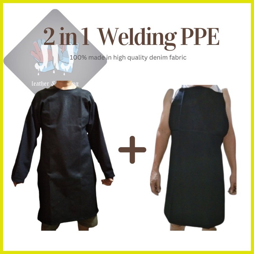 ⊙ ♨ 2 in 1 Denim PPE for welding (Apron + Jacket) | Shopee Philippines