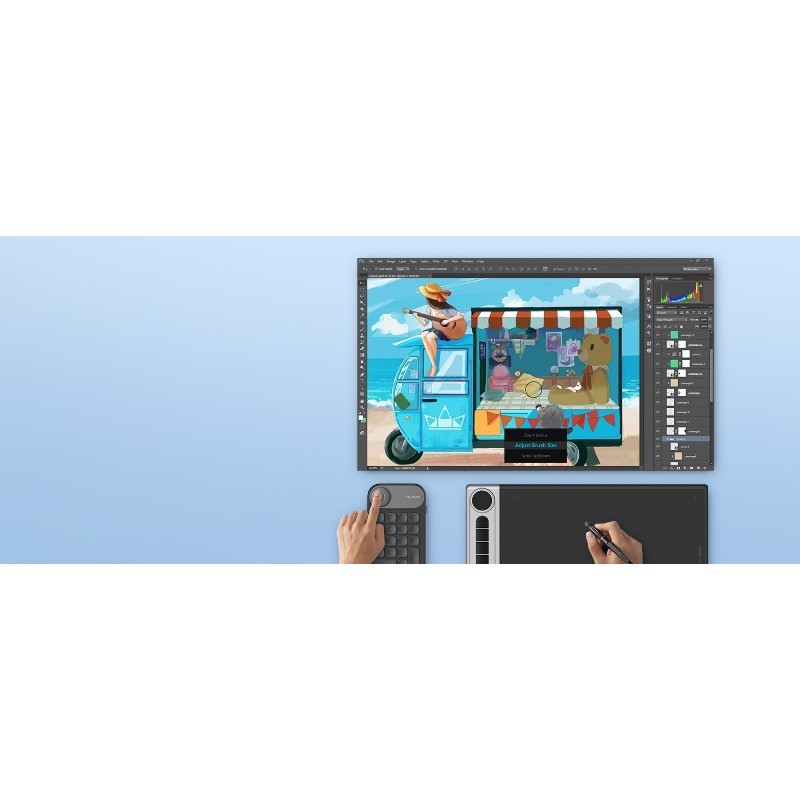 HUION K20 Keydial Mini Bluetooth Programmable Keypad with Dial 5 Keys ...
