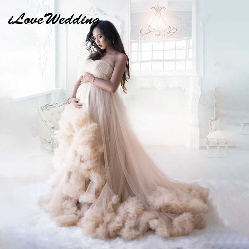 Bridal Puffy Tulle Maternity Robes Custom Made Women Sleepwear For ...