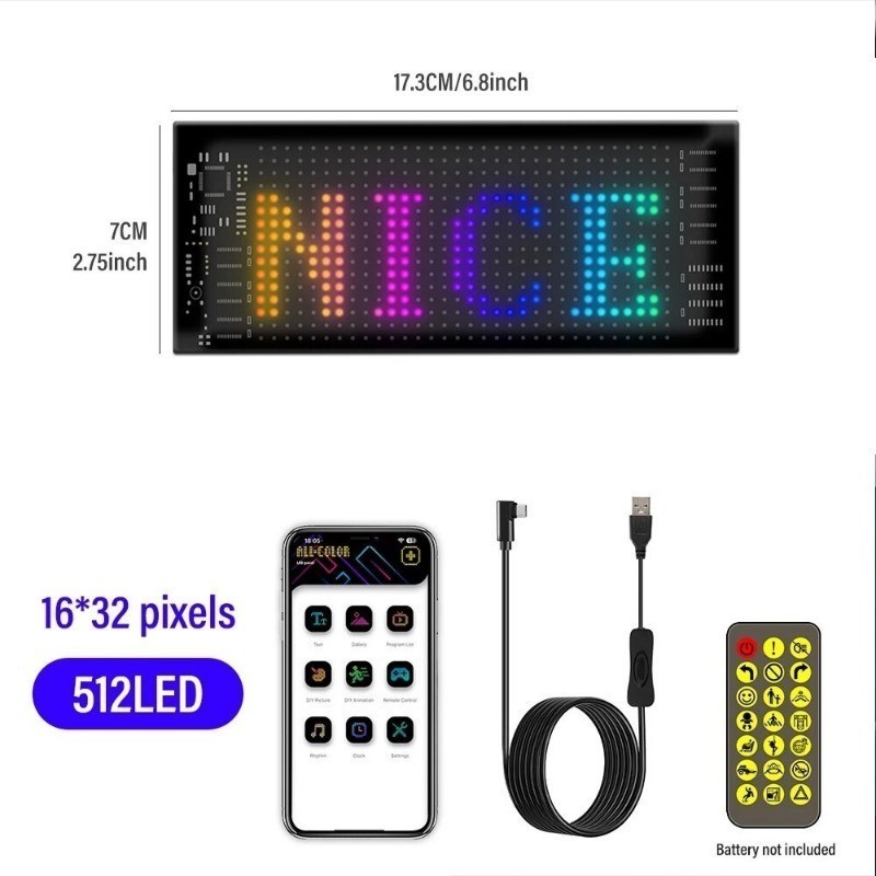 LED Pixel Soft Display, Programmable LED Screen Night Light, APP ...