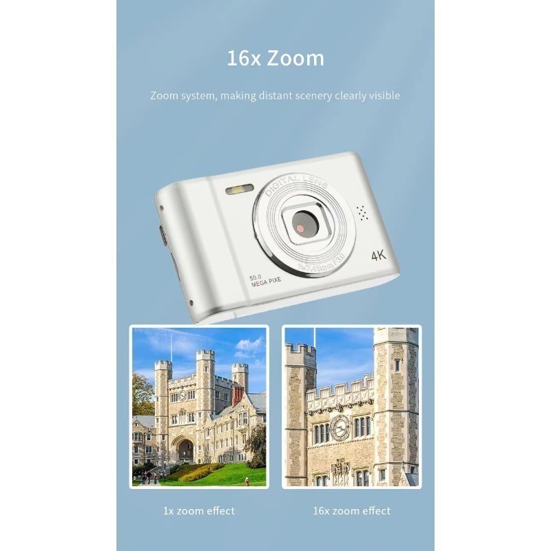 4K HD Digital Camera 50MP 16x Zoom Self-Timer Vlog camera 64GB Extended ...