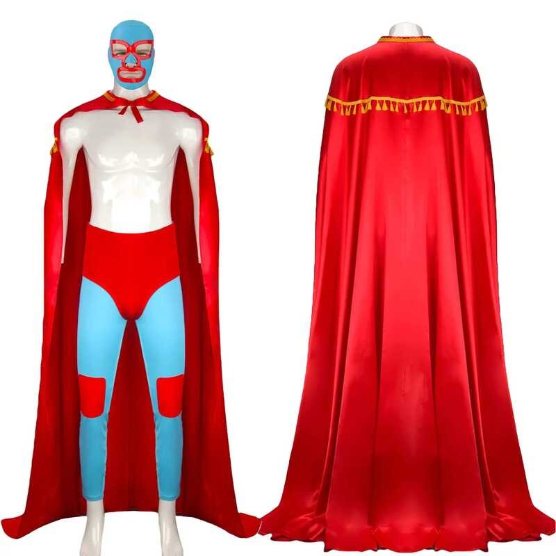 LY Movie Nacho Libre Cosplay Costume Adult Men Cloak Pants Set Wrestler ...