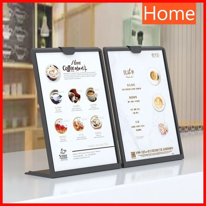 Restaurant Menu Stand Signage L-Shaped Freestanding Desktop Display ...