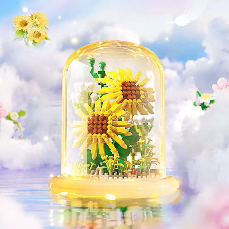 Glowing Flower 3D Block Assembly Tulip Table Bouquet Male and Female ...