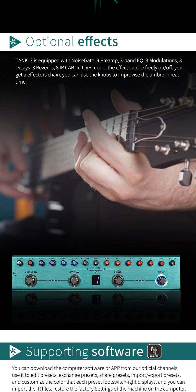 M-VAVE Tank-G Guitar/TANK-B BASS V2 versions Multi-Effects Pedal ...