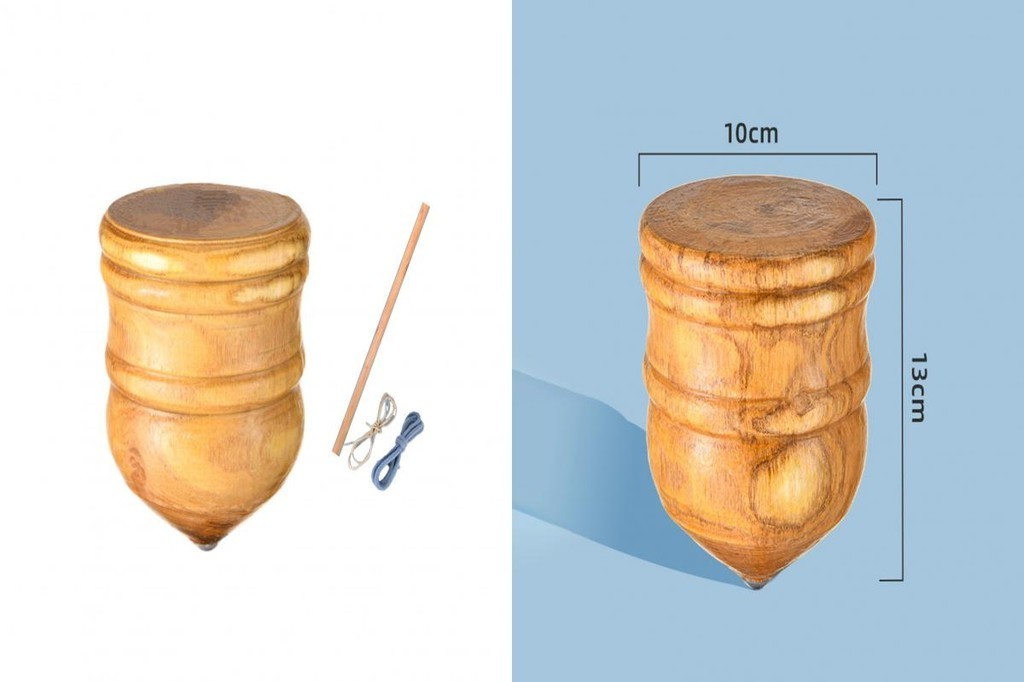 Spinning Trompos Traditional Wooden Spinning Top Toy with Whip Rope Fun ...