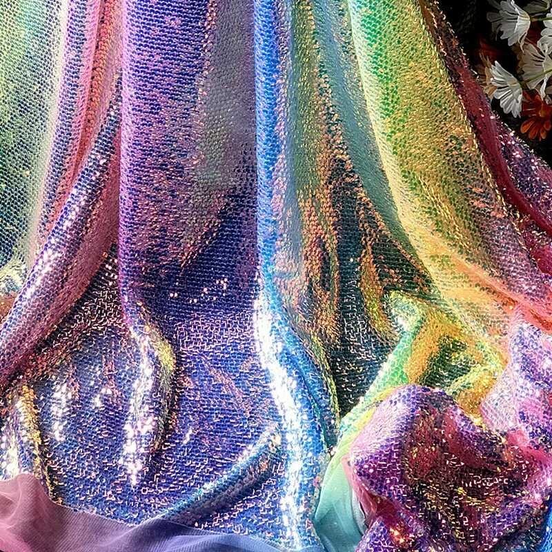 5mm Color Rainbow kakaiba Cloth Sequin Fish Scale Fabric Wedding Dress ...