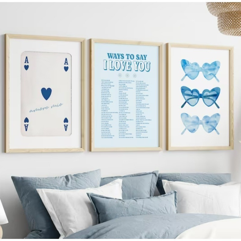 Vintage Funky Art Print Wall Art Blue Preppy Aesthetic Poster Butterfly ...