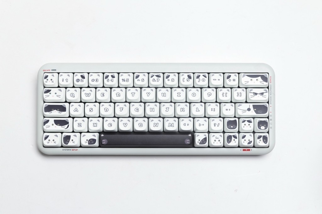 Cute Black and White Cat Themed Keycaps with Black and White Color ...