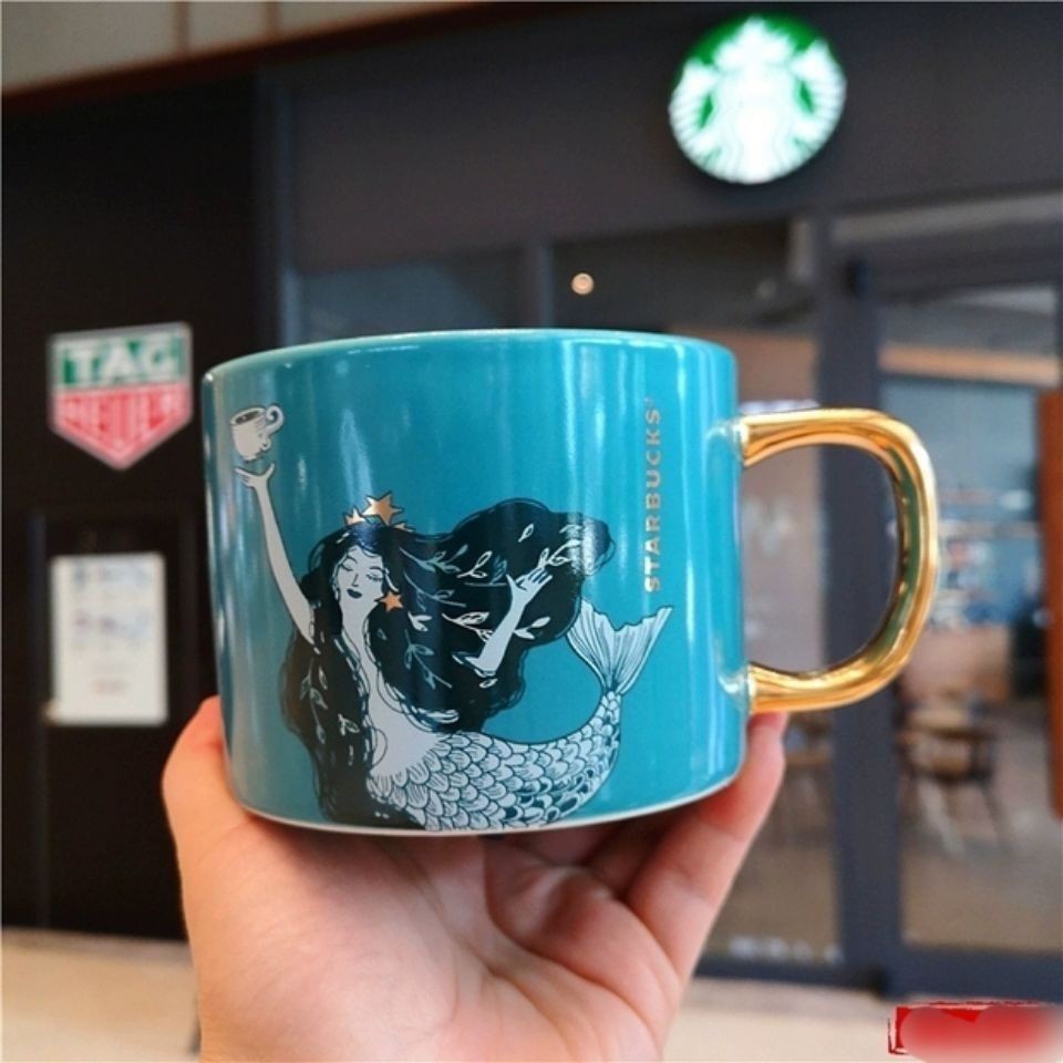 Starbucks Cup Mermaid Charm Mug Dark Green Mermaid Ceramic Cup Desktop ...