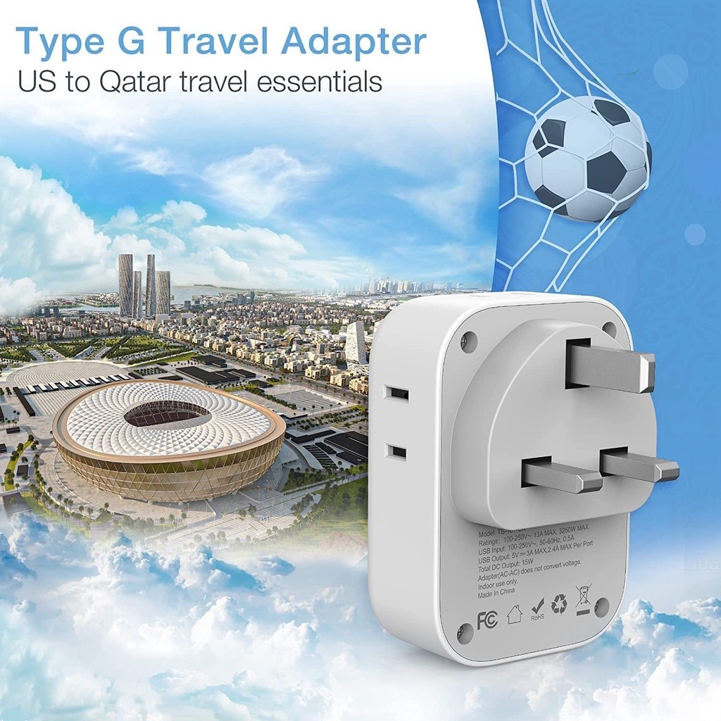 TESSAN Type G Plug Adapter with USB+Type C,Conversion Plug Adaptor for ...