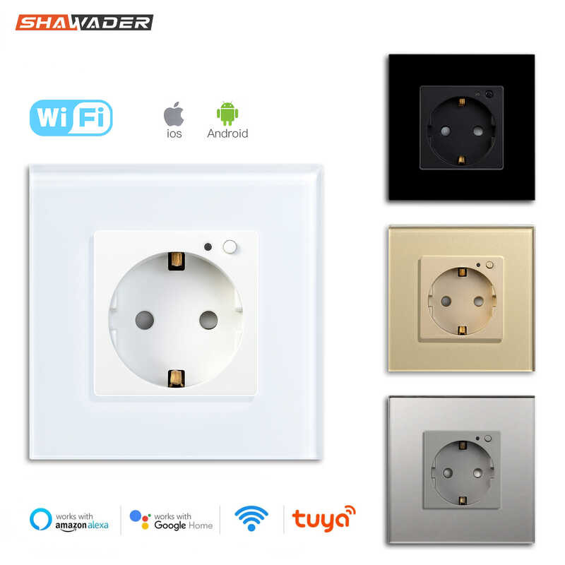 Shawader Wifi Smart EU Wall Socket 16A Crystal Glass Electrical Plug ...