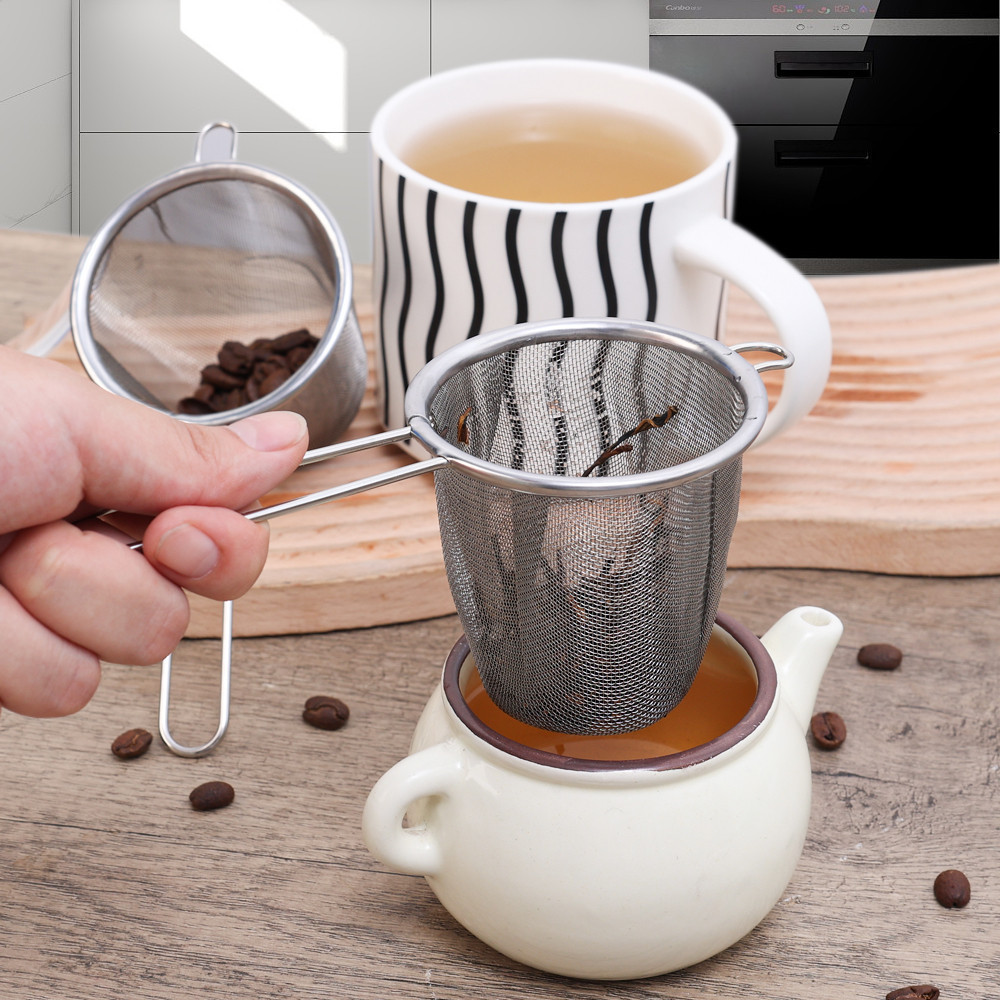 Stainless Steel Tea Strainer Coffee Herb Filter Diffuser Fine Mesh ...