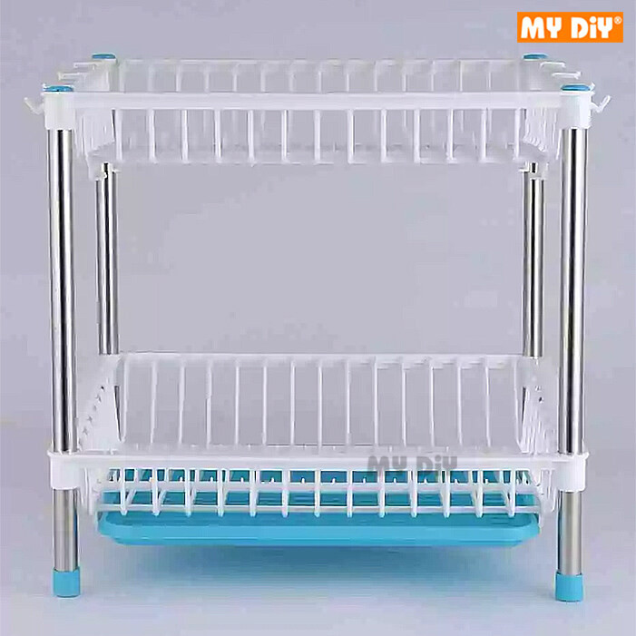 MULTIFUNCTION DOUBLE DECK DISH RACK / RAK PINGGAN MANGKUK 2 TINGKAT / 2 ...