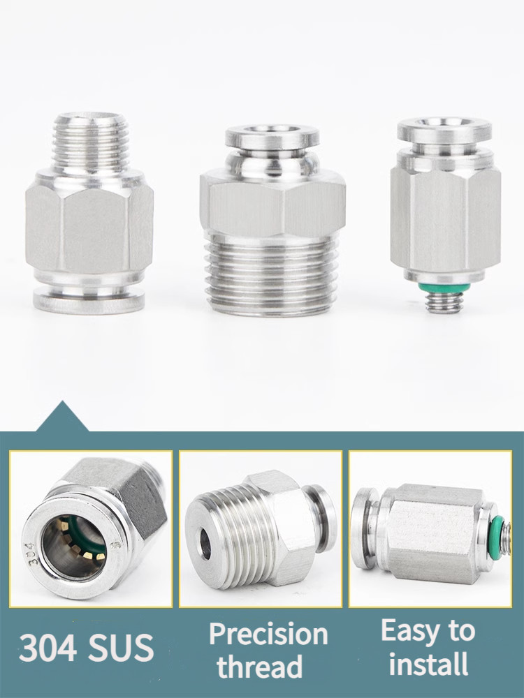 Pneumatic Components High Pressure Resistant Pneumatic Pipe Joint 304 ...