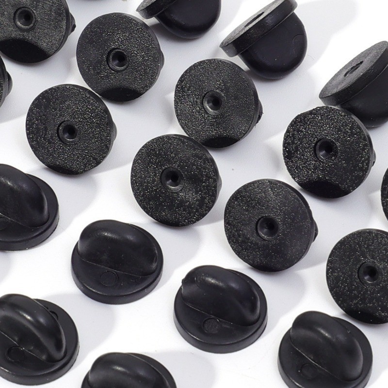 50 Pcs Black PVC Rubber Pin Backs - Butterfly Clutch Tie Tack Lapel ...