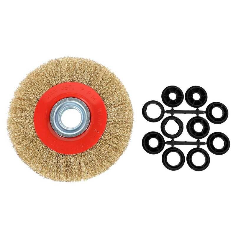 1pcs 8 Inch 200mm Steel Flat Wire Wheel Brush With 10pcs Adaptor Rings