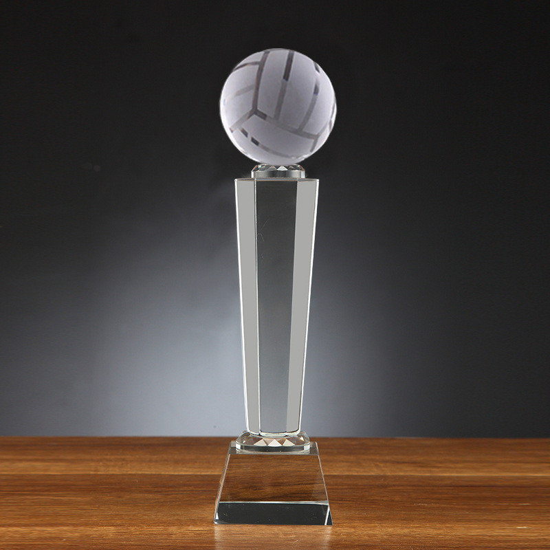 BASKETBALL AND VOLLEYBALL GLASS TROPHY(SET OF 3 PIECES)(HEIGHT24cm/26cm ...