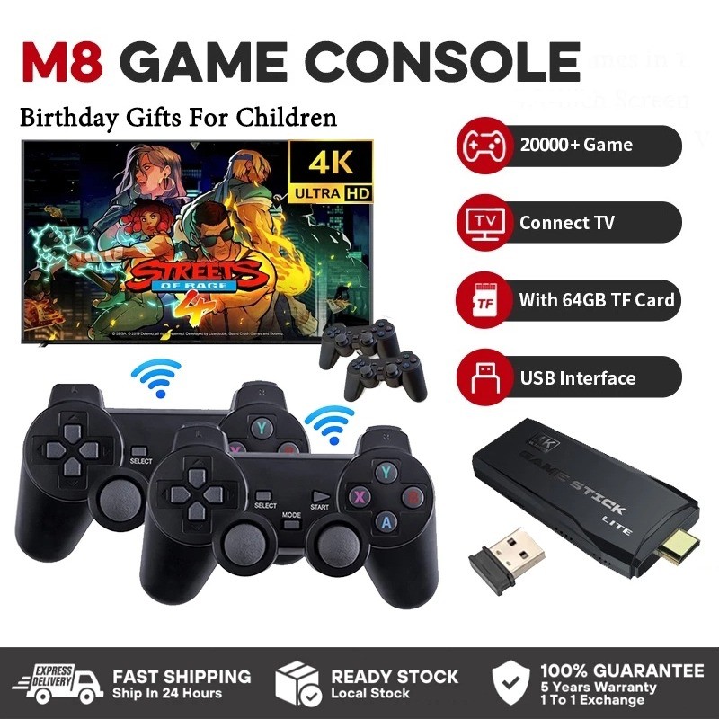 New M8 Pro Mini Game Console for Tv 64GB K8 Games Set Stick Built-In ...