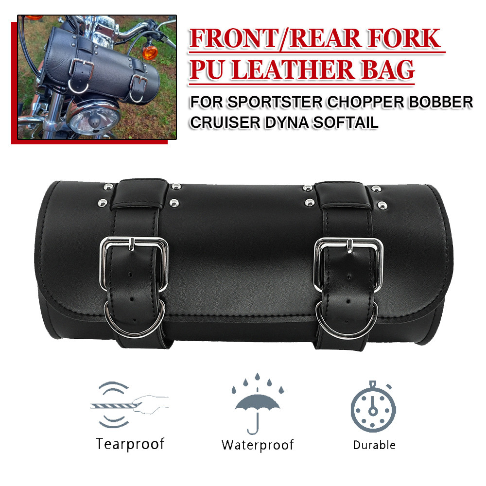 Motorcycle Bag Front Rear Fork Tool Saddlebag For Harley Sportster Dyna ...