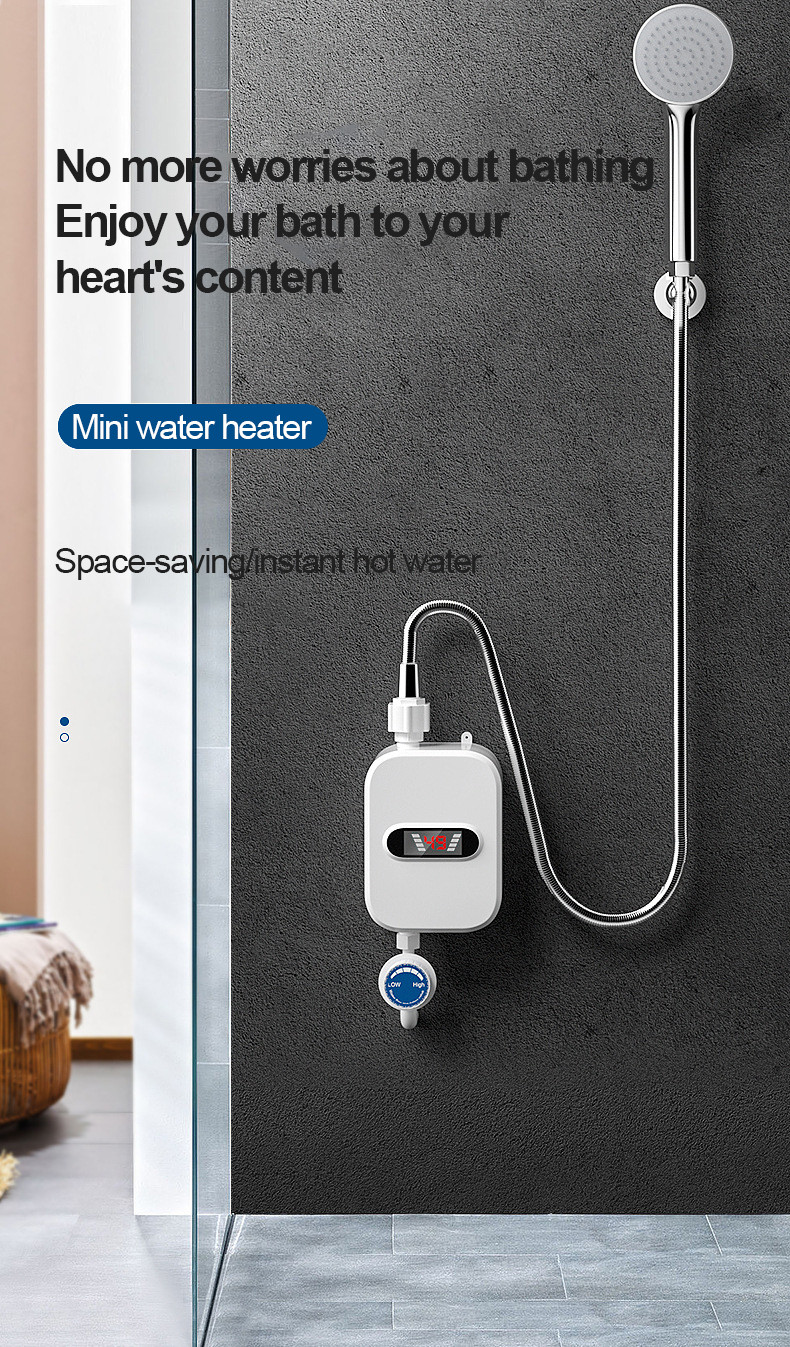 3500W Instant Water Heater Constant Temperature Electric System Fast Heating Mini Shower Set ...