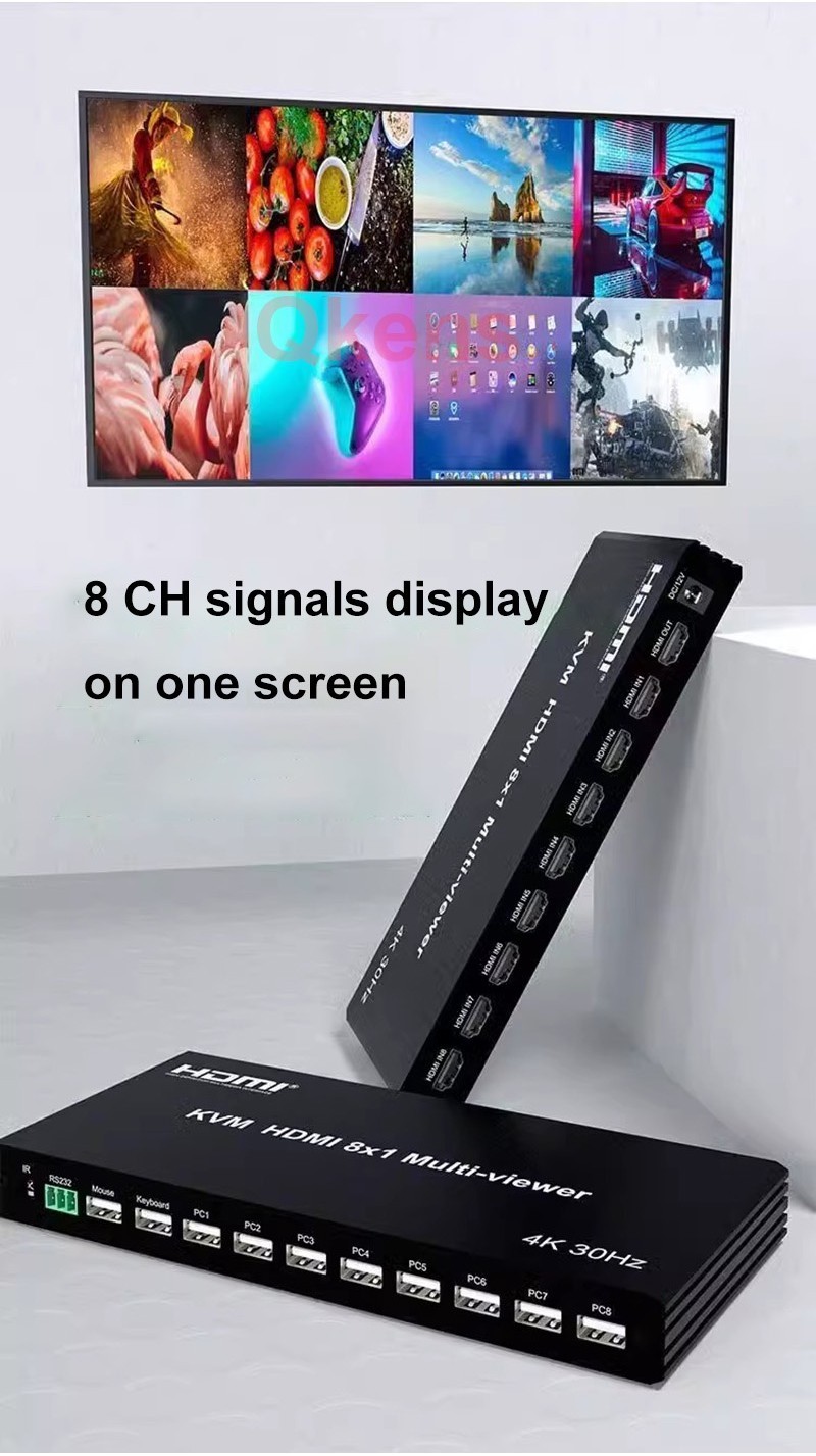 4K 8x1 HDMI KVM Multi-viewer Seamless Switch 16 Display Modes Multi ...