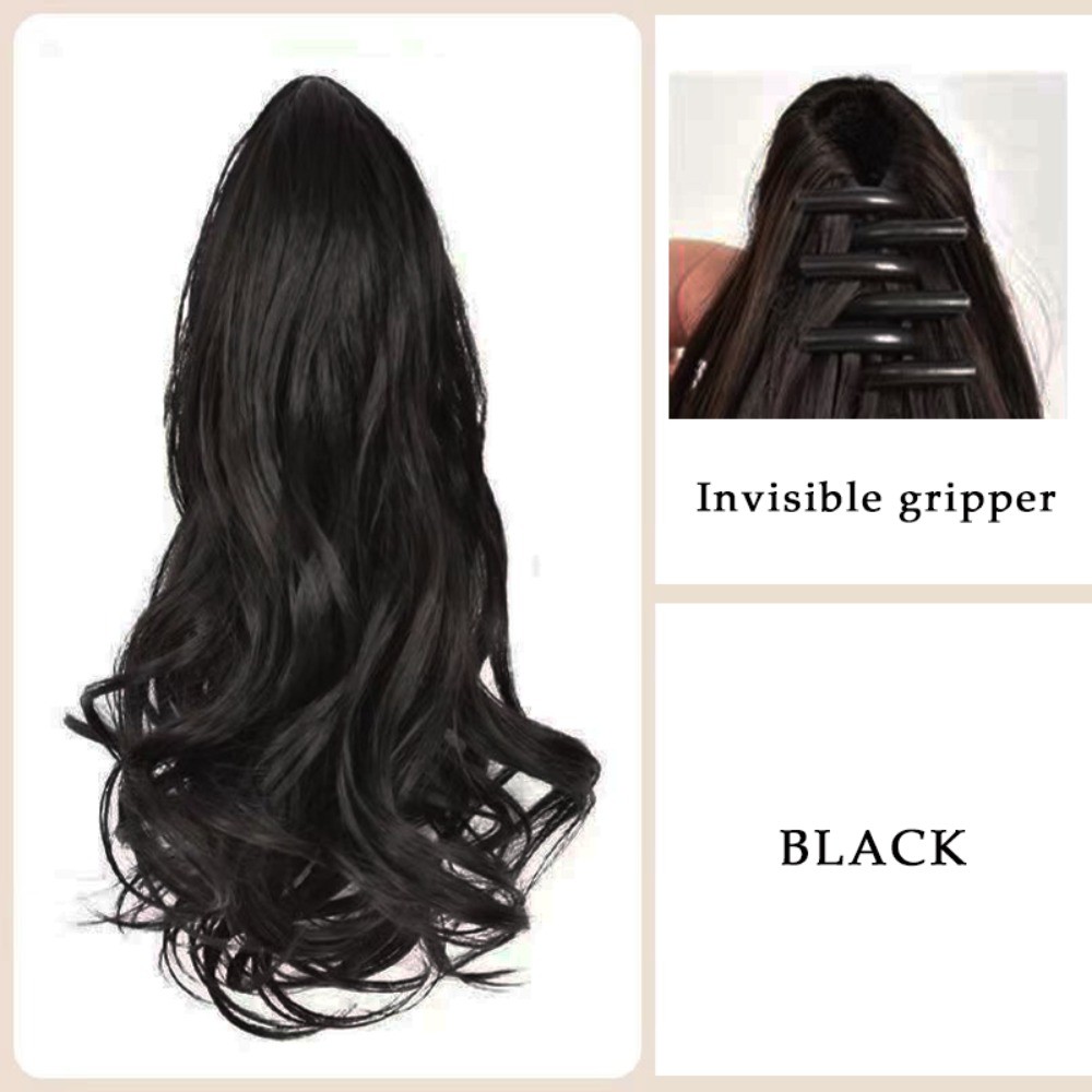In Stock Natural Fluffy Curly High Ponytail Grab Clip Wig Invisible ...