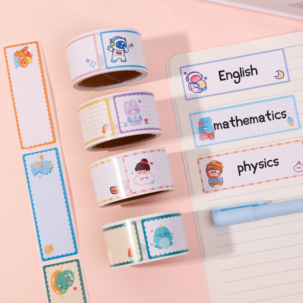 Multi-Functional Self-adhesive Name Stickers Cartoon Animals Washi Tape ...