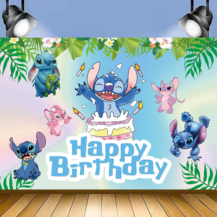 Stitch Birthday Decoration Backdrop Banner Lilo Stitch Photographic ...