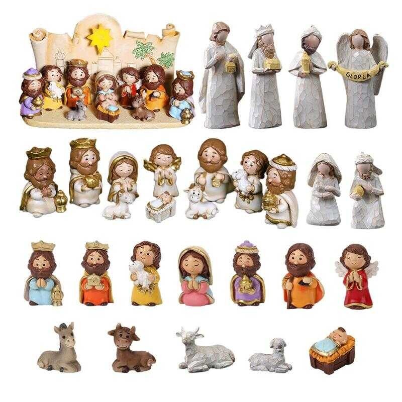 Nativity Sets For Christmas Resin Manger Scene Ornaments Jesus ...