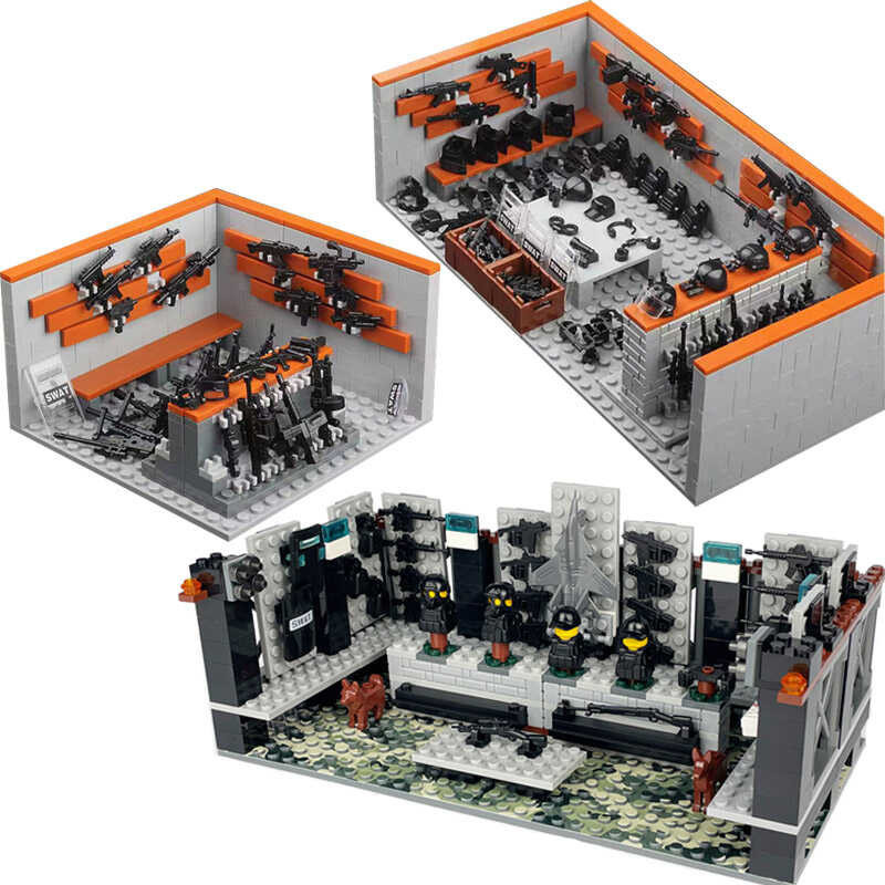 Military Base Building Blocks Weapons House Armory Bricks Model MOC ...