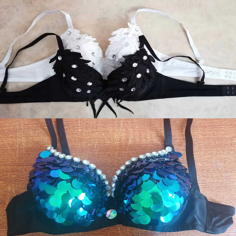 Handmade bra sexy angel wing bra peacock sequin bra with diamond ds ...