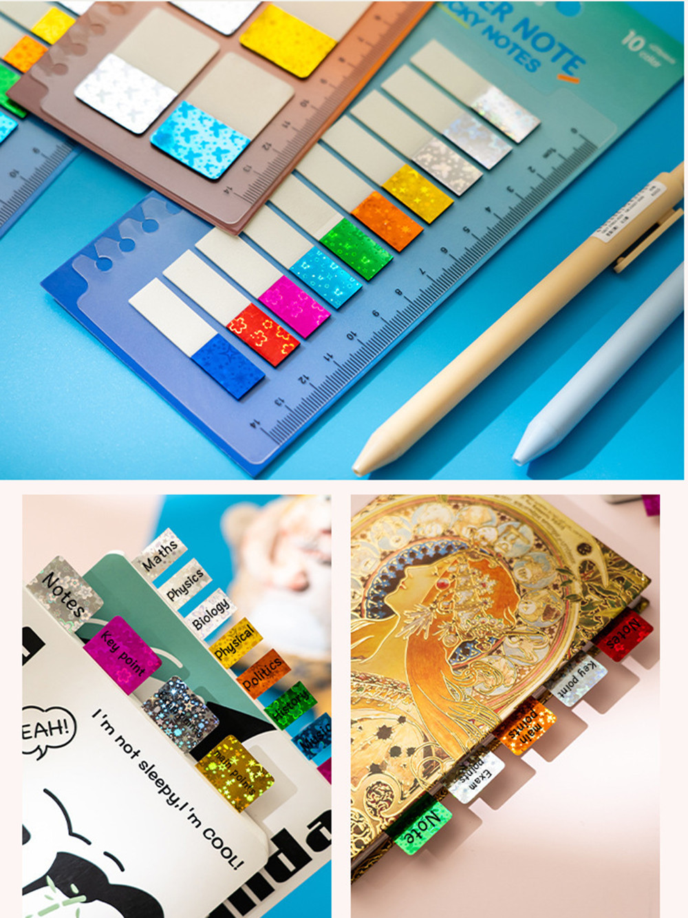 120/200 Sheets Shining Indicator Index Stickers Classified Label ...