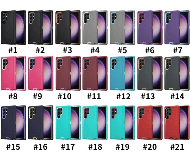 Armored 3-in-1 Phone Case For Samsung Galaxy S20 S21 S22 S23 S24 Ultra S10 S20 Plus Note10 ...