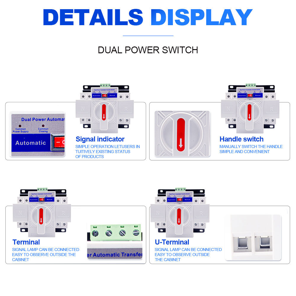 ATS LYQ1-63/2P 230V Micro Circuit Breaker Dual Power Automatic transfer ...