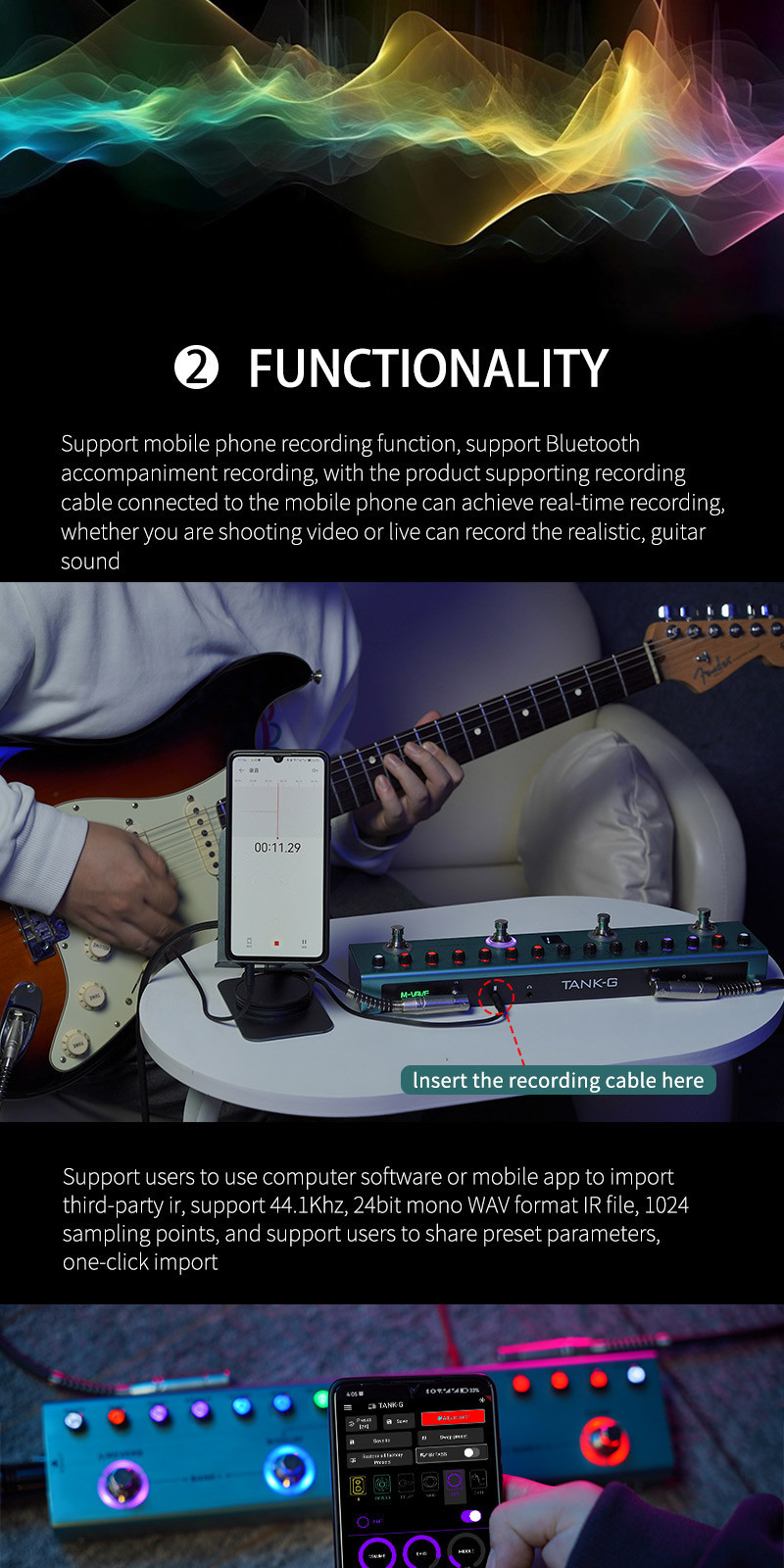 M-VAVE Tank-G Guitar/TANK-B BASS V2 versions Multi-Effects Pedal ...