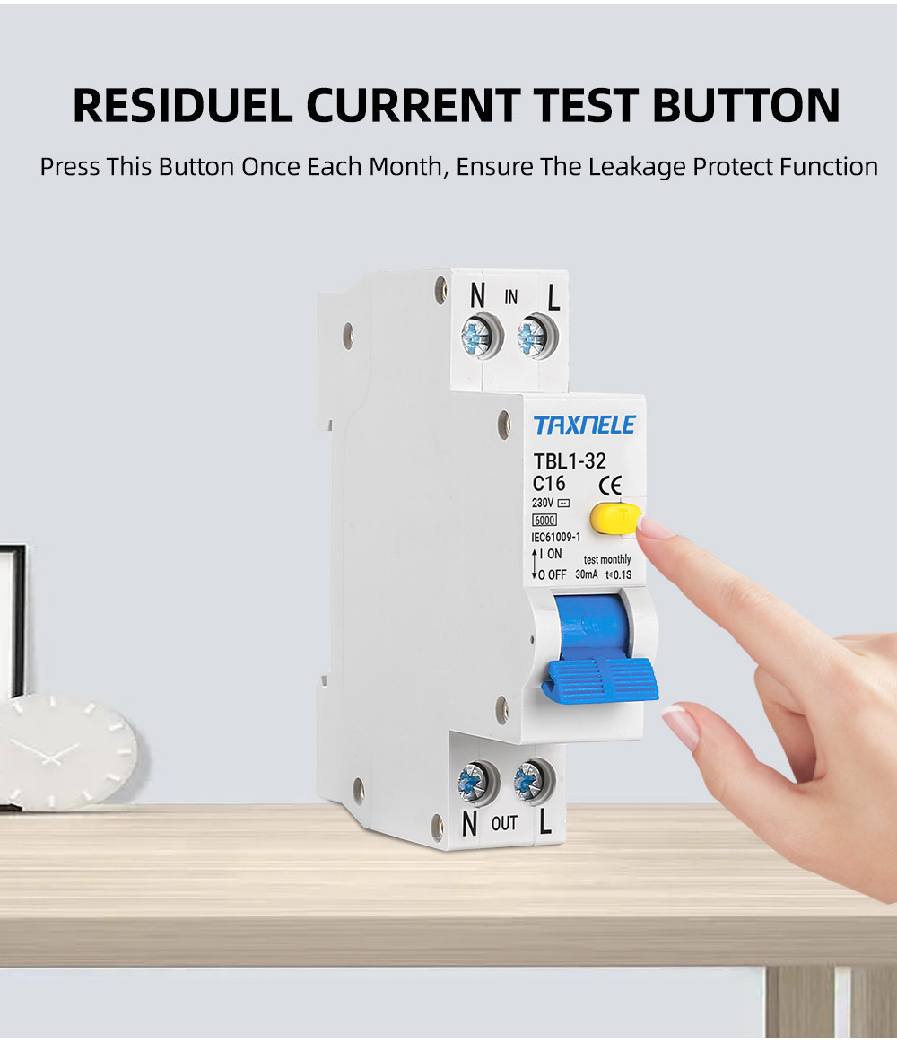 18MM Mini 230V 50/60Hz RCBO 1P+N 6KA Residual Current Differential Automatic Circuit Breaker ...