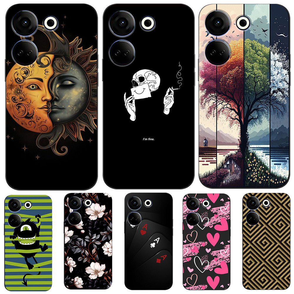 Case For TECNO CAMON 20 PRO 5G Silicon Phone Back Cover black tpu case ...