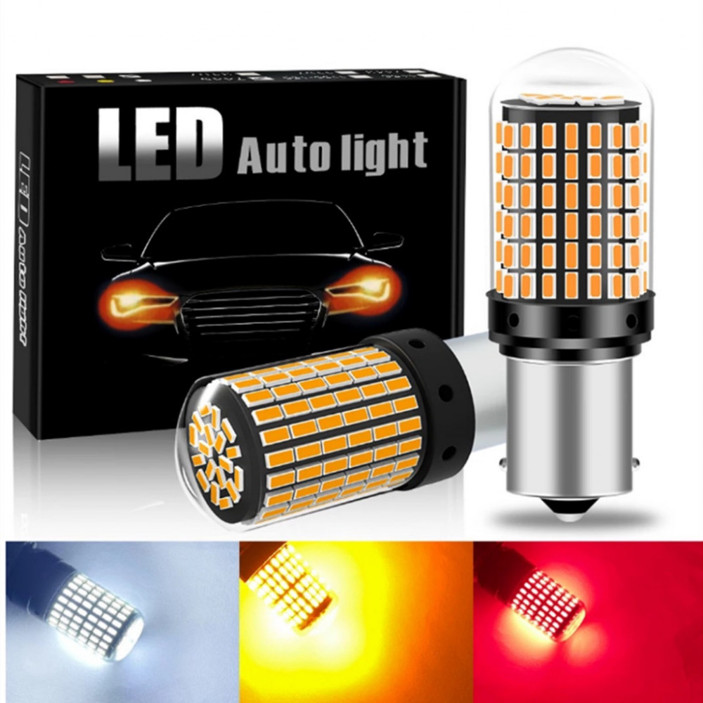 2pcs Car Canbus Led Turn signal bulbs fog lights 1156 BA15S BAU15S 1157 7440 7443 3014 144SMD ...