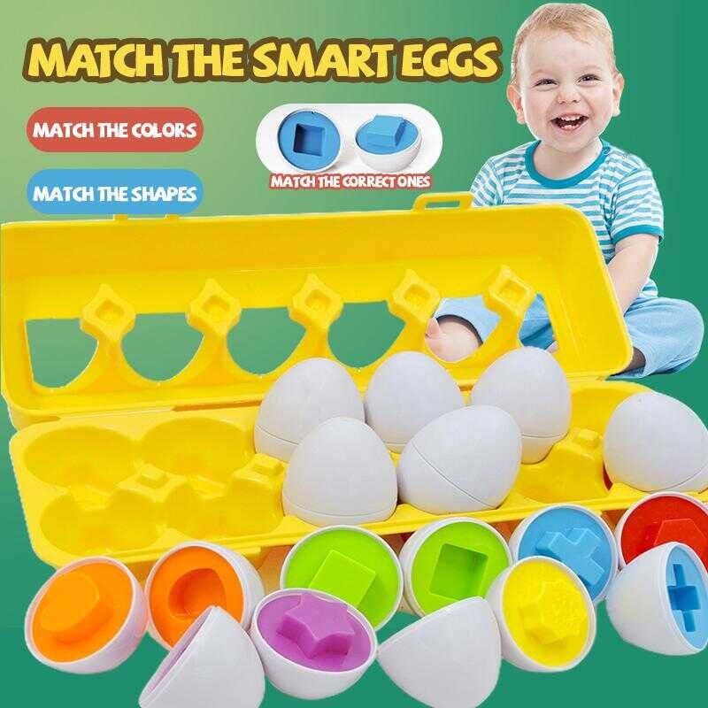 12Pcs Matching Egg Toys Toddlers Number Shape Early Learning ...